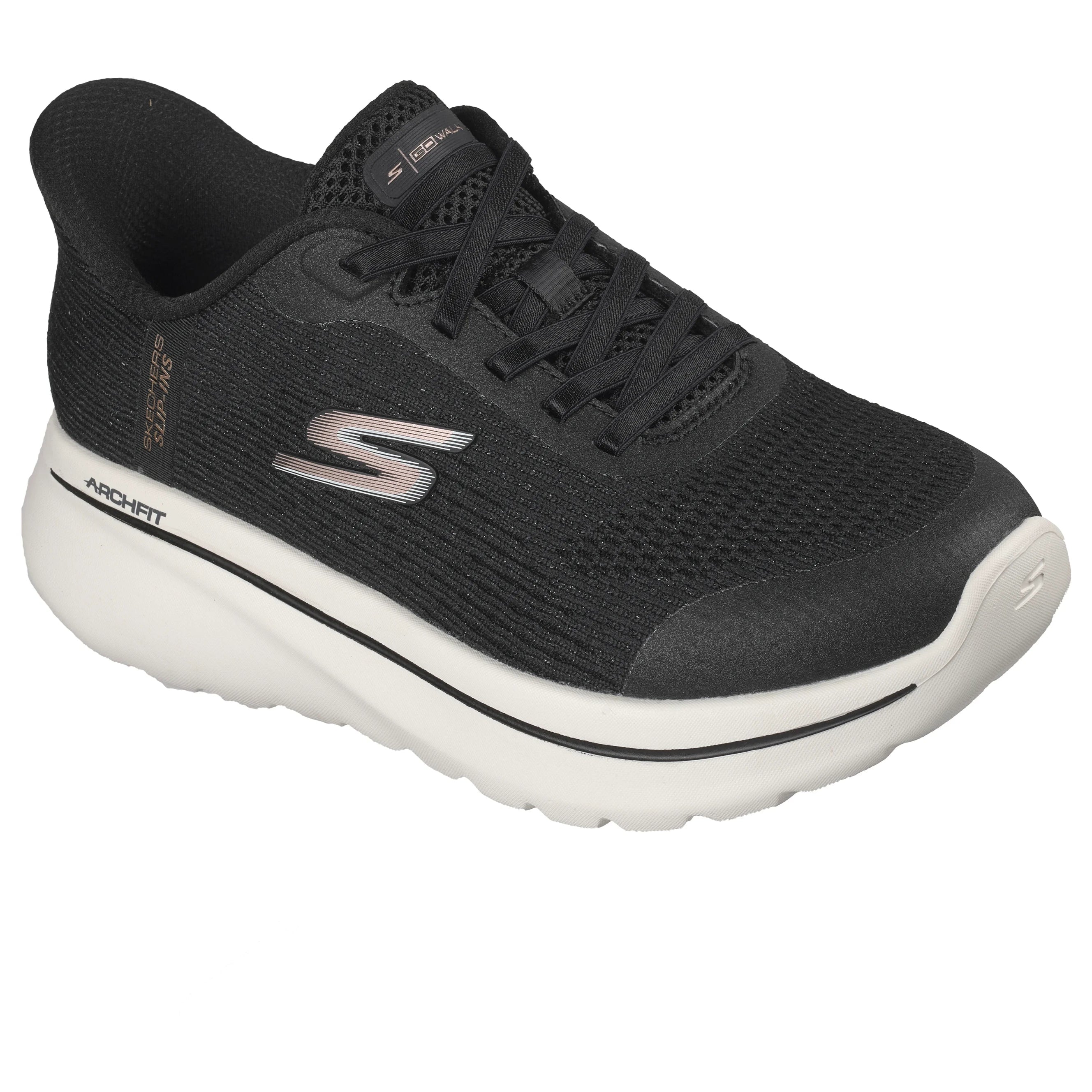 Women's Slip-Ins Relaxed Fit: Go-Walk Arch Fit N-Joy - Ria Black/White ...
